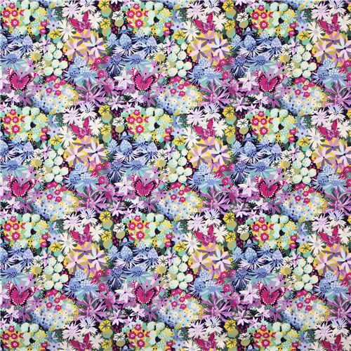 colorful butterfly flower garden Michael Miller fabric Fabric by ...