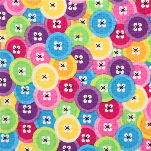 colorful button sewing retro fabric by Quilting Treasures Fabric by ...