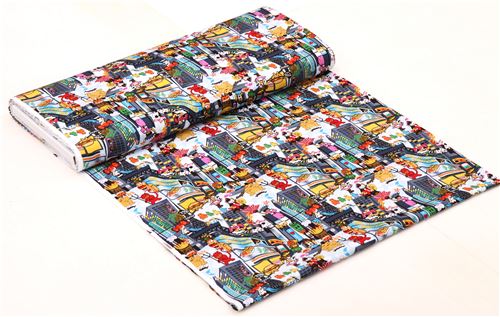 colorful character city alien anime fabric Manga fabric Fabric by ...