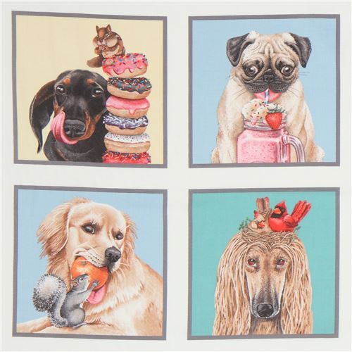 colorful dog panel fabric by Elizabeth's Studio - modeS4u