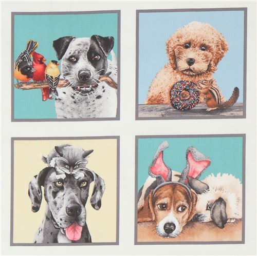 colorful dog panel fabric by Elizabeth's Studio - modeS4u
