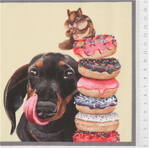 colorful dog panel fabric by Elizabeth's Studio - modeS4u