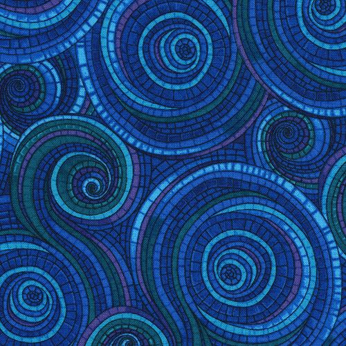 colorful fabric with mosaic swirl purple blue green by Timeless ...