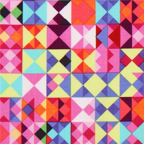 colorful kaleidoscope square triangle fabric 'What's Your Angle ...