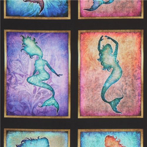 colorful mermaid panel fabric by Quilting Treasures - modeS4u