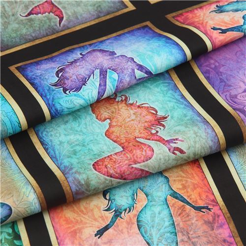 colorful mermaid panel fabric by Quilting Treasures - modeS4u
