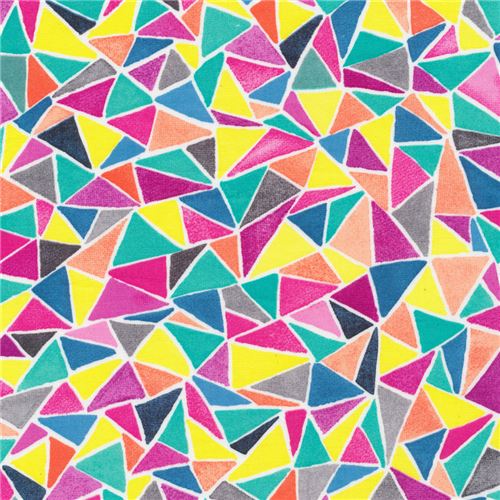 colorful triangle Cloud 9 organic cotton fabric Brush Strokes Fabric by ...
