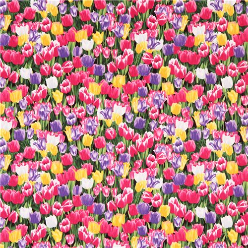 colorful tulip fabric Timeless Treasures Botanic Garden Fabric by ...