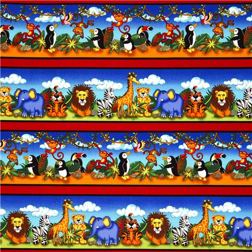 colorful zoo animal cotton fabric by Timeless Treasures USA Fabric by ...