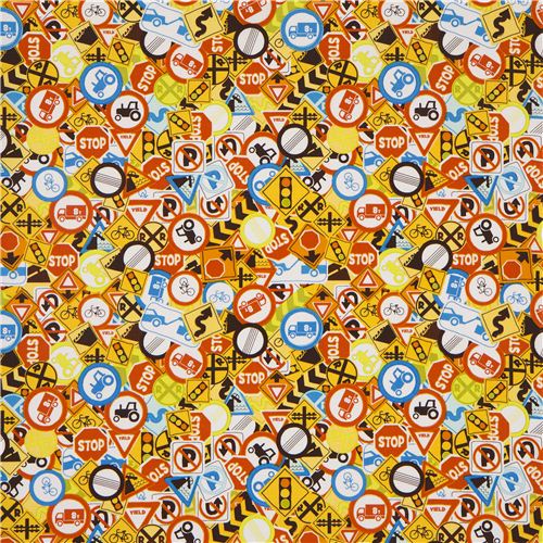 colourful Riley Blake traffic signs fabric for boys Fabric by Riley ...