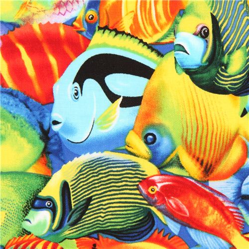 Tela de animales pez exótico colores de Timeless Treasures Fabric by ...
