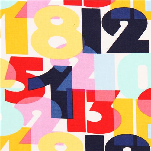 colourful numbers fabric by Michael Miller from the USA Fabric by ...
