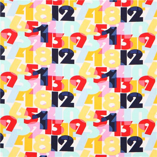colourful numbers fabric by Michael Miller from the USA Fabric by ...