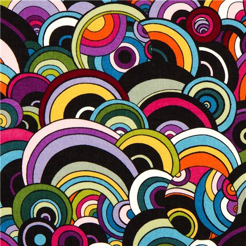 colourful retro circle fabric by Alexander Henry USA Fabric by ...