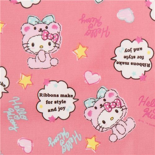 coral pink Hello Kitty bear costume oxford fabric Fabric by Sanrio ...
