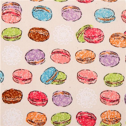 cream Cosmo macaron pastry sweets fabric from Japan Fabric by Cosmo ...
