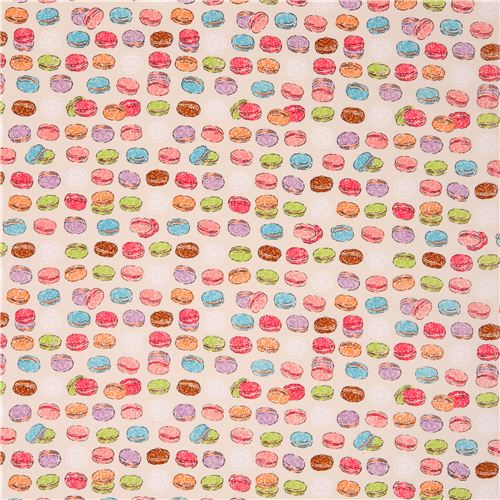 cream Cosmo macaron pastry sweets fabric from Japan Fabric by Cosmo ...