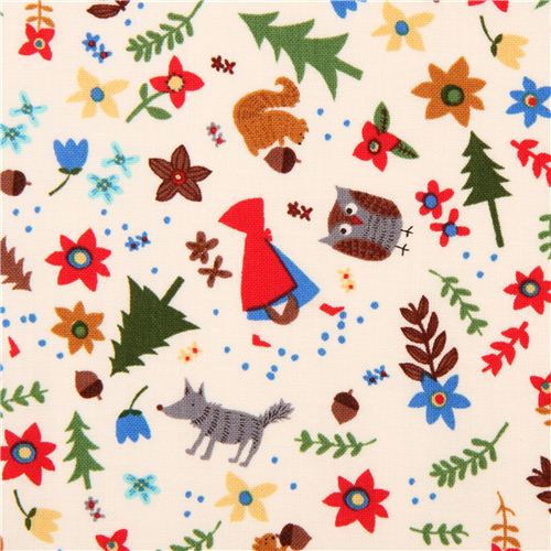 cream Red Riding Hood fairy tale fabric Timeless Treasures Fabric by ...