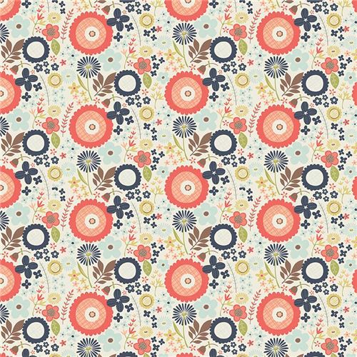 cream Riley Blake cute colorful flower fabric Woodland Spring Fabric by ...