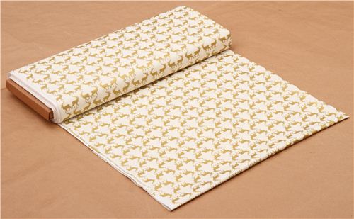 cream Riley Blake reindeer stag animal glitter fabric 'Postcards for ...