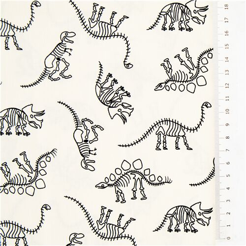 cream Robert Kaufman dinosaur skeleton fabric - modeS4u