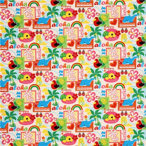 cream animal anime fabric Manga Hawaii fabric from the USA Fabric by ...