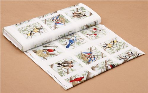 cream bird branch panel fabric Elizabeth's Studio Fabric by Elizabeth's ...