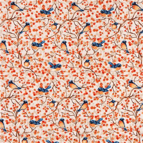 cream colored bird berry shrub fabric Timeless Treasures Fabric by ...