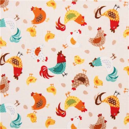 cream colored chicken animal fabric by Andover USA Fabric by Andover ...