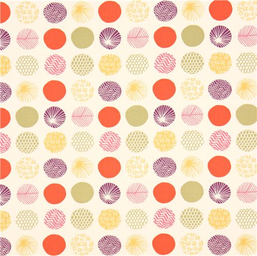 Cream Fabric Colourful Patterned Dots By Dear Stella Usa Fabric By
