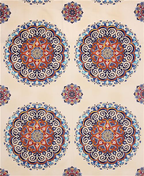 cream flower ornament panel fabric Robert Kaufman La Scala 6 Fabric by ...