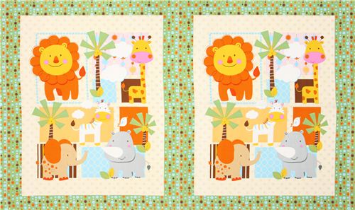 cream panel jungle animal fabric Jungle Boogie Fabric by Japanese Indie ...