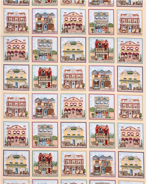 cream romantic Old Town houses panel fabric Elizabeth's Studio from the ...