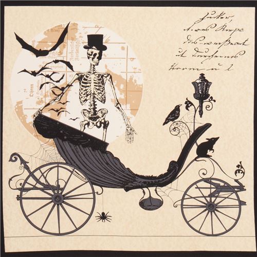 cream skeleton double panel skulls fabric by Andover USA Fabric by ...