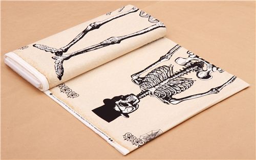 cream skeleton panel skulls fabric by Andover USA - modeS4u