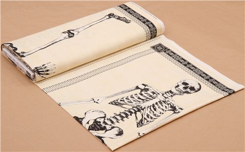cream skull skeleton panel fabric by Timeless Treasures Fabric by ...