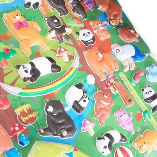 cute bear panda animal bamboo puffy 3D sponge stickers from Japan ...
