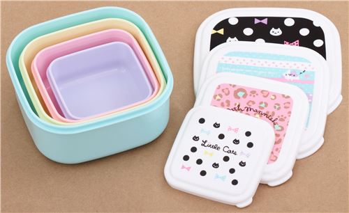 cute colorful cats Bento Box 4 pcs from Japan - modeS4u