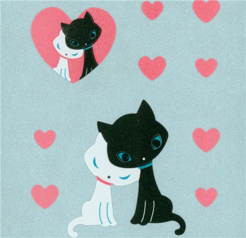 cute kitty couple sticker with pink hearts - Sticker Sheets - Sticker ...