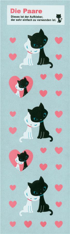 cute kitty couple sticker with pink hearts - Sticker Sheets - Sticker ...