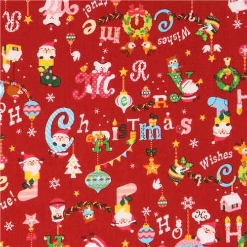 cute red fabric with Santa Christmas letter ornament wreath from Japan ...