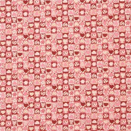 cute square fabric heart tea cup home pattern from Japan - modeS4u