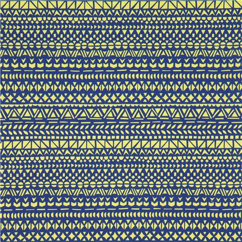 dark blue Canvas fabric chartreuse assorted shape Kokka Japan Fabric by ...