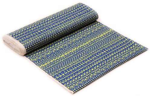 dark blue Canvas fabric chartreuse assorted shape Kokka Japan Fabric by ...