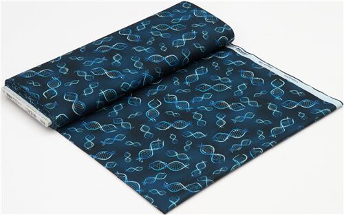 Remnant (23 x 112 cm) - dark blue DNA helix fabric by Robert Kaufman ...