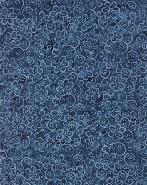 dark blue Timeless Treasures tie-dye flower batik fabric - modeS4u