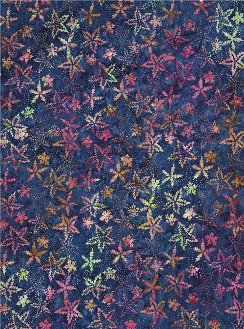 dark blue batik colorful flower design fabric by Timeless Treasures ...