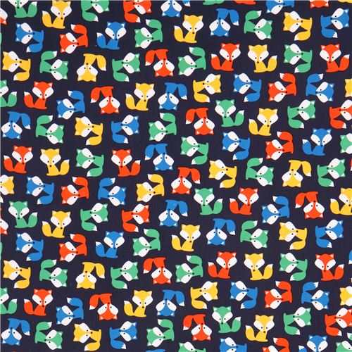 dark blue fox animal fabric Urban Zoologie Robert Kaufman Fabric by ...