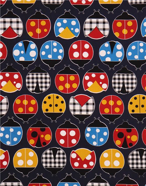 Tela oxford azul oscuro con mariquitas de Cosmo Japón Fabric by Cosmo ...