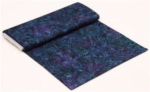Dark Blue Purple Robert Kaufman Circle Oval Tie Dye Batik Look Fabric